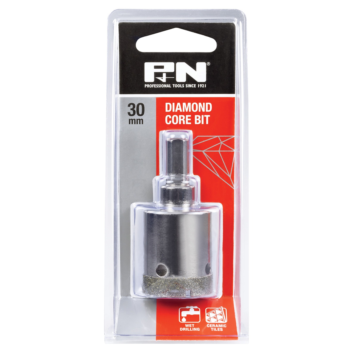 DRILL DIAMOND CORE BIT HANGPACK 30MM P&N - P&N Tools