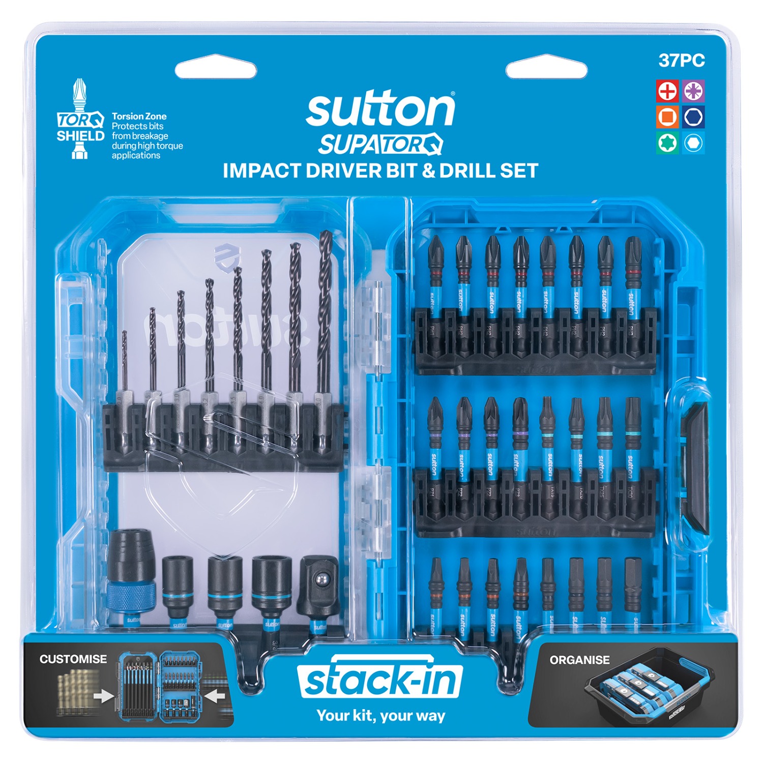 Supatorq Impact Driver Bit & Hex Shank Drill Set | Sutton Tools